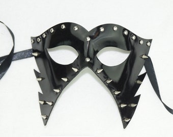 Black Faux Leather Eye Mask With Spikes - Etsy