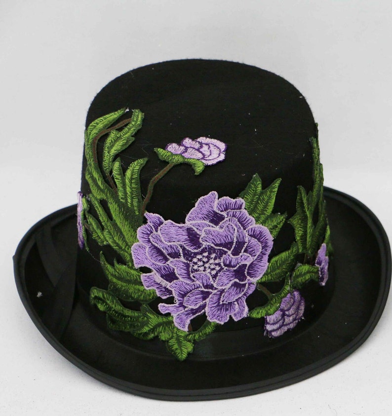 Black Halloween Top Hat Rose Top Hat - Etsy