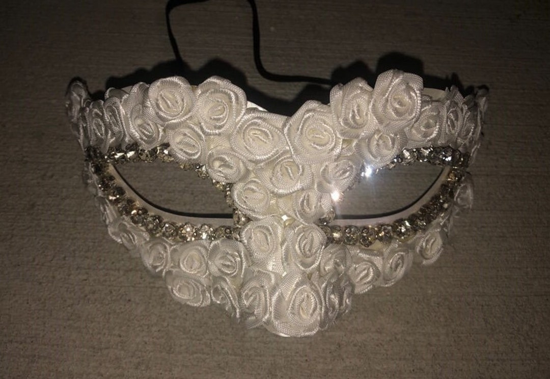 White Rose Masquerade Ball Eye Mask - Etsy