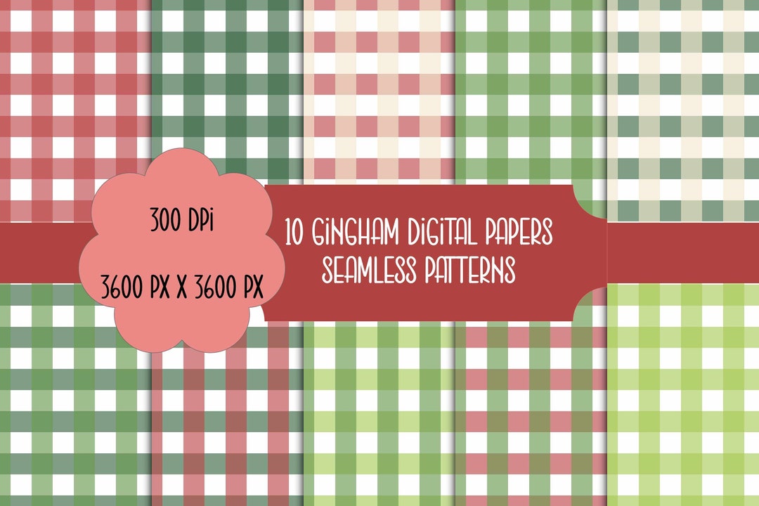Digital Download 10 Digital Papers Gingham Checks Christmas Seamless ...