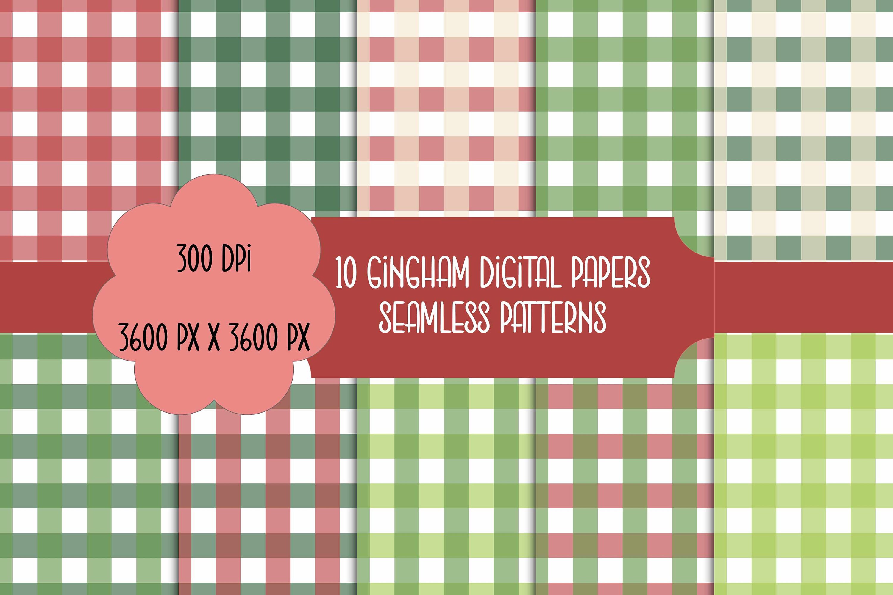 Digital Download 10 Digital Papers Gingham Checks Christmas Seamless ...