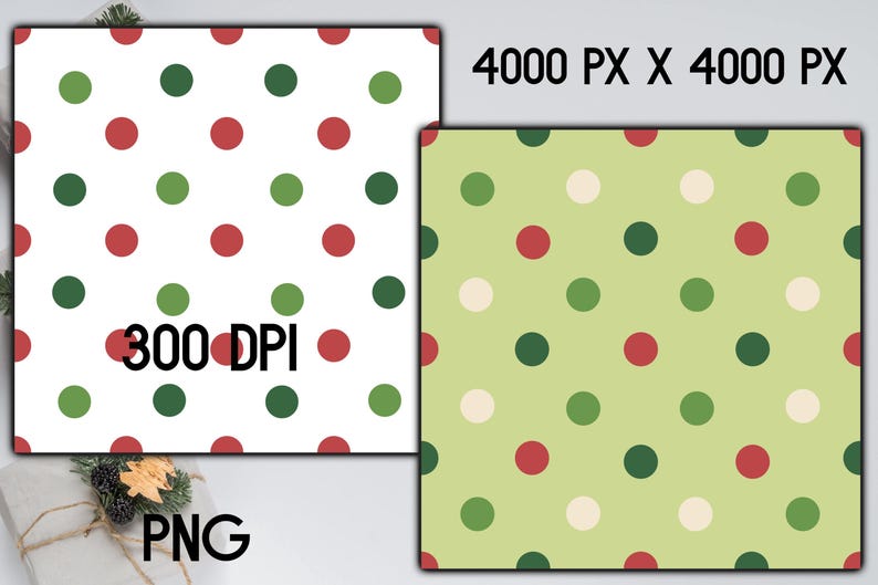 Christmas Polka Dot Seamless Pattern: Red and Green (digital Download ...