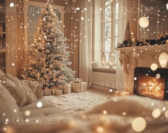 Beautiful and Enchanted Christmas Digital Winter Street Backdrop ...