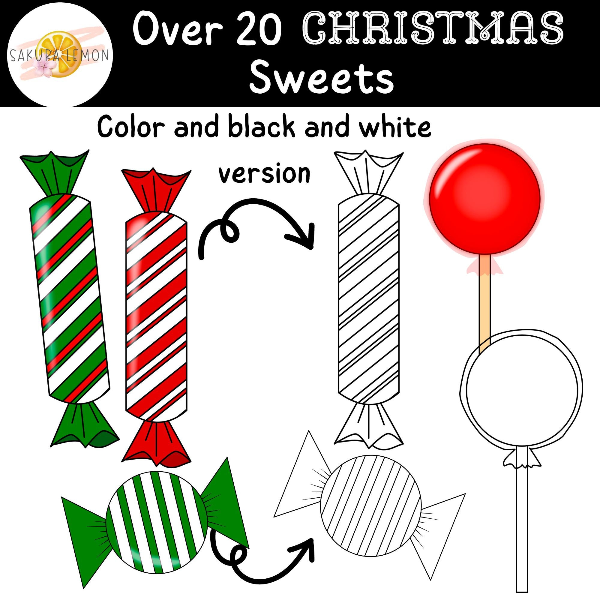 Digital Download Christmas Candy Sweets PNG 300 Dpi Commercial Use - Etsy