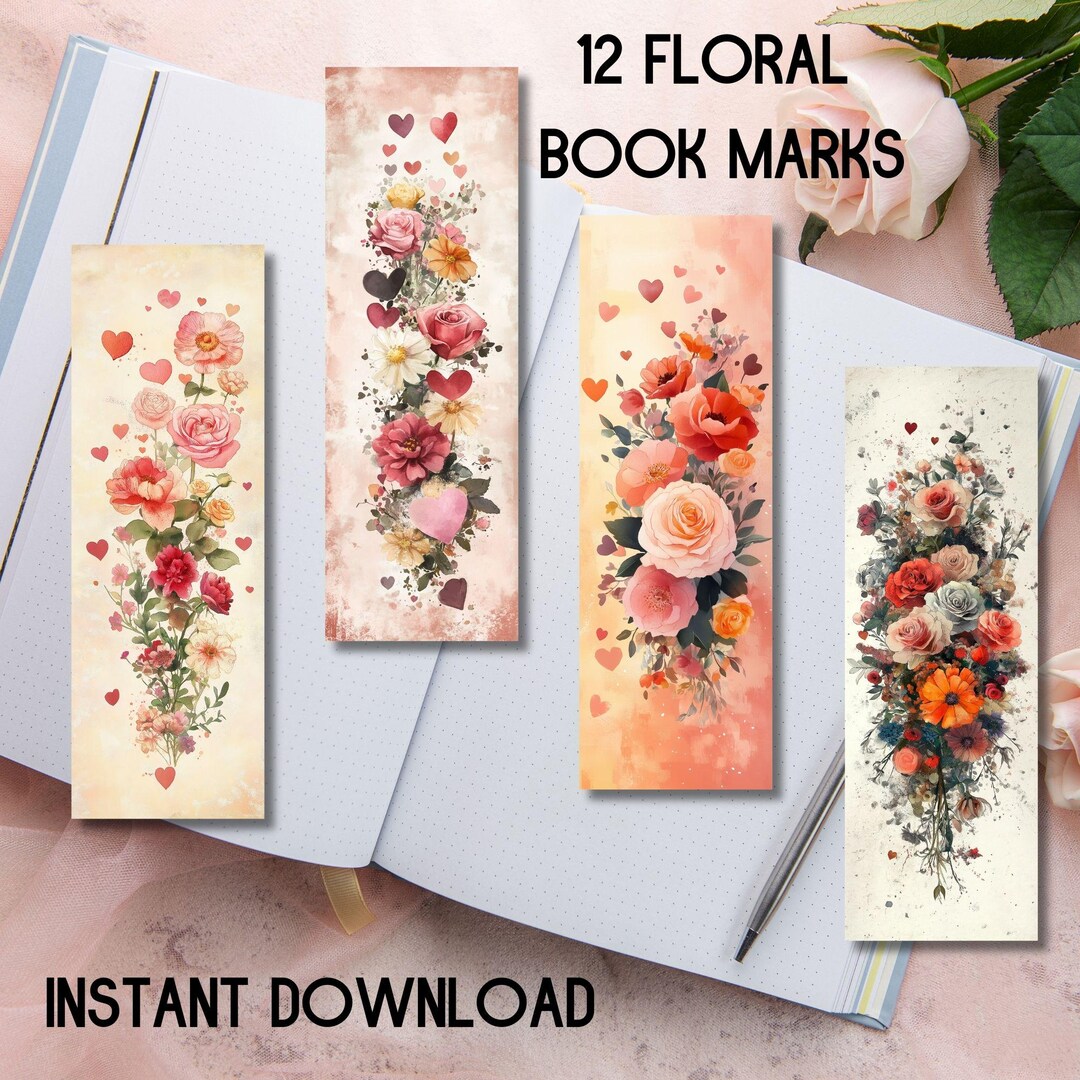 Floral Bookmarks: Printable Flower Designs (digital Download) - Etsy