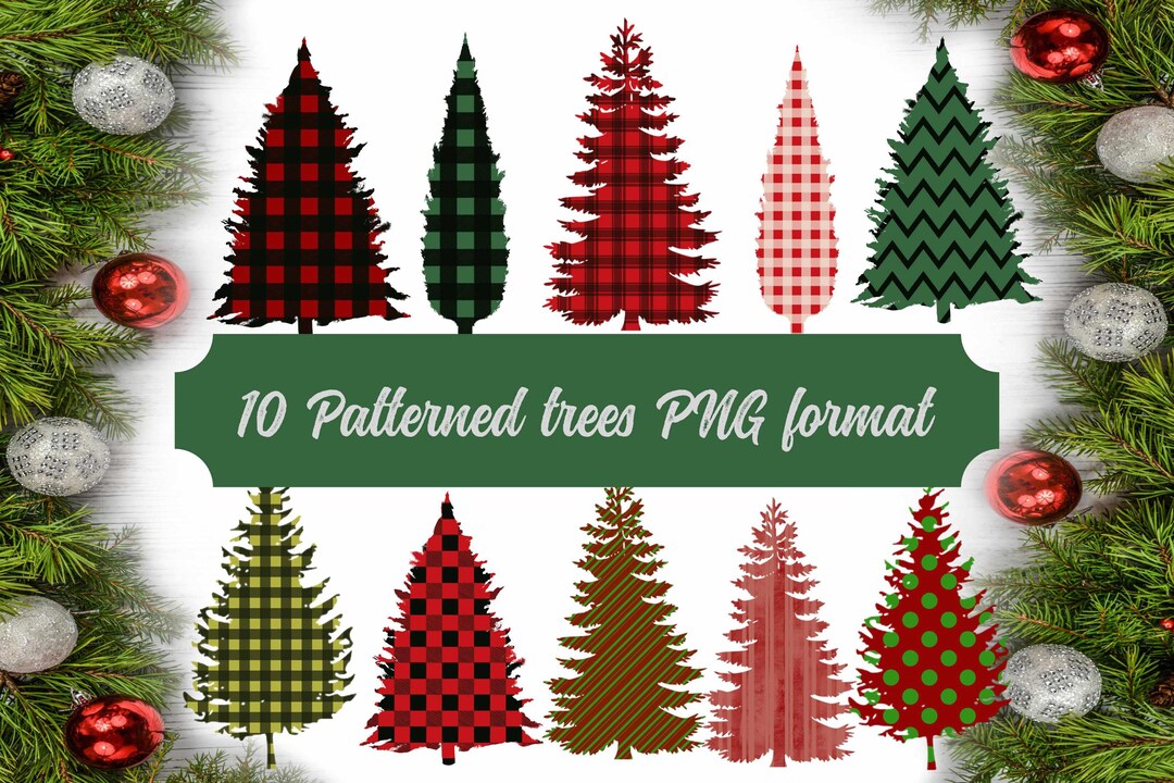 Digital Download 10 Patterned Trees 300 Dpi Clip Art Commercial Use ...