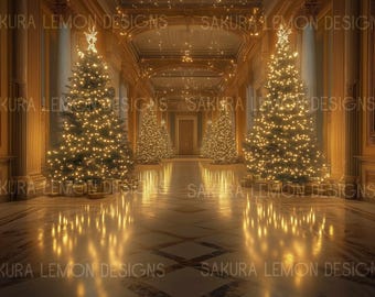 Christmas Ballroom Digital Backdrop: Festive Holiday Scene (instant ...
