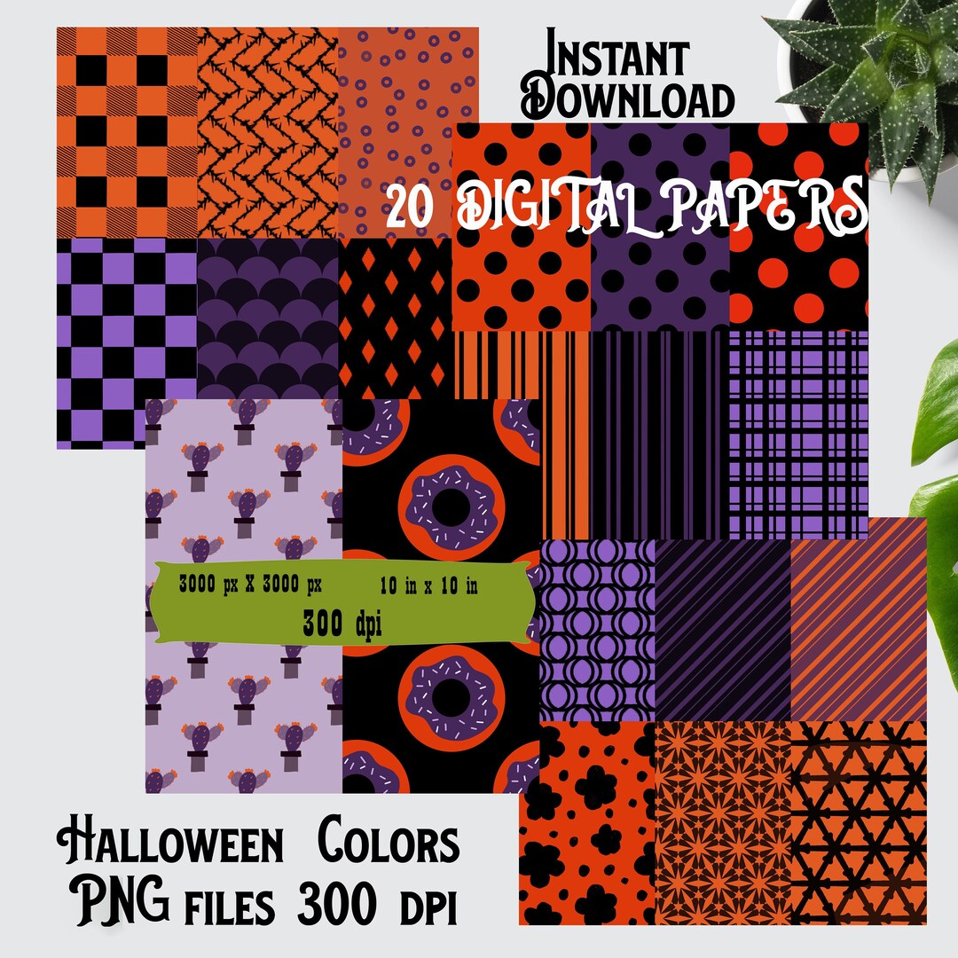 Digital Download Halloween Digital Papers for Scrapbooking Journaling ...