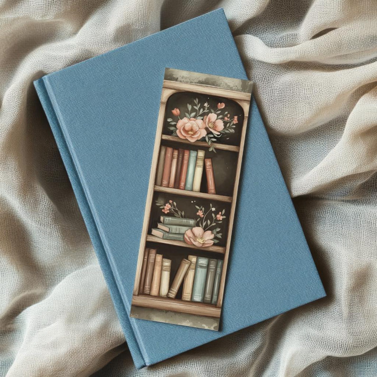 4 Bookshelves Bookmarks Instant Download Bookish Gift Book and Reading ...