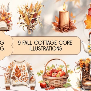 Fall Cottagecore Illustration Clipart: PNG SVG Bundle (commercial Use ...