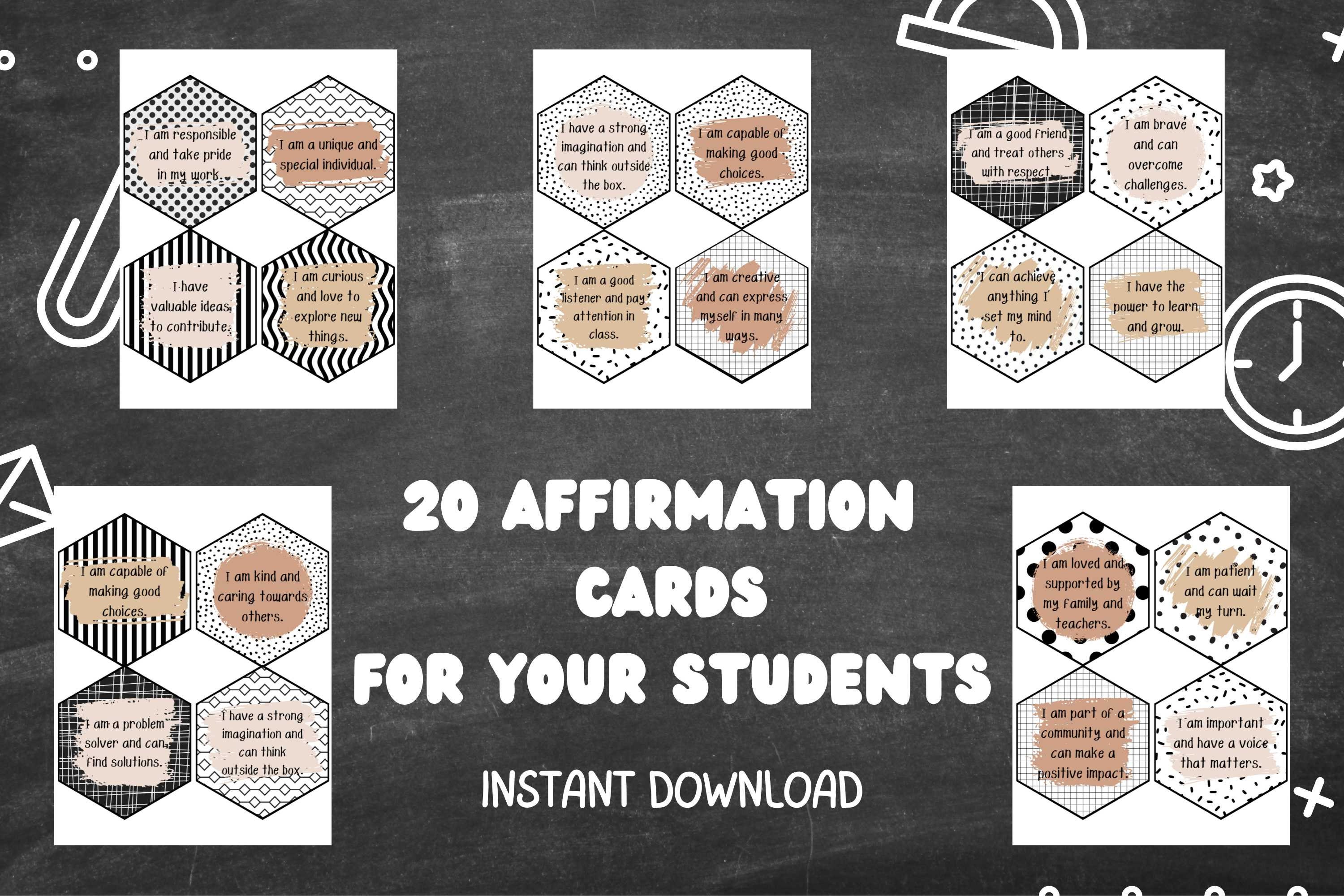 20 Affirmations for Students Back to School Teacher Prep Earthy Colors ...