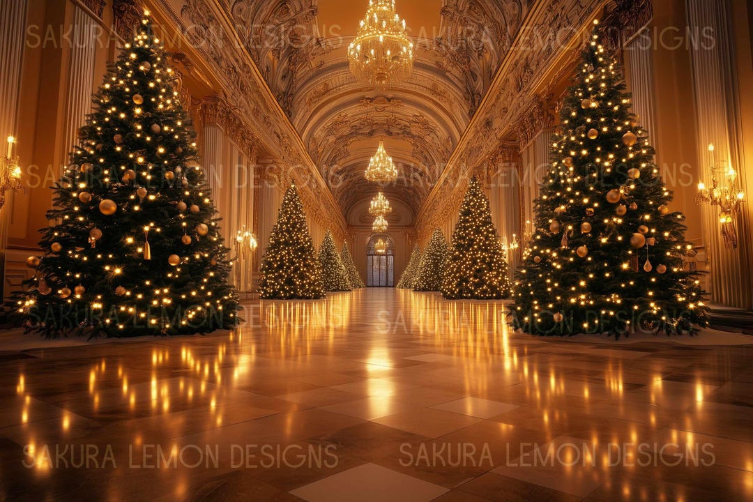 Magical and Beautiful Christmas Ballroom Digital Backdrop Holiday ...