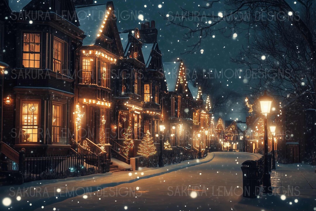 Christmas Winter Street Digital Backdrop (instant Download) - Etsy