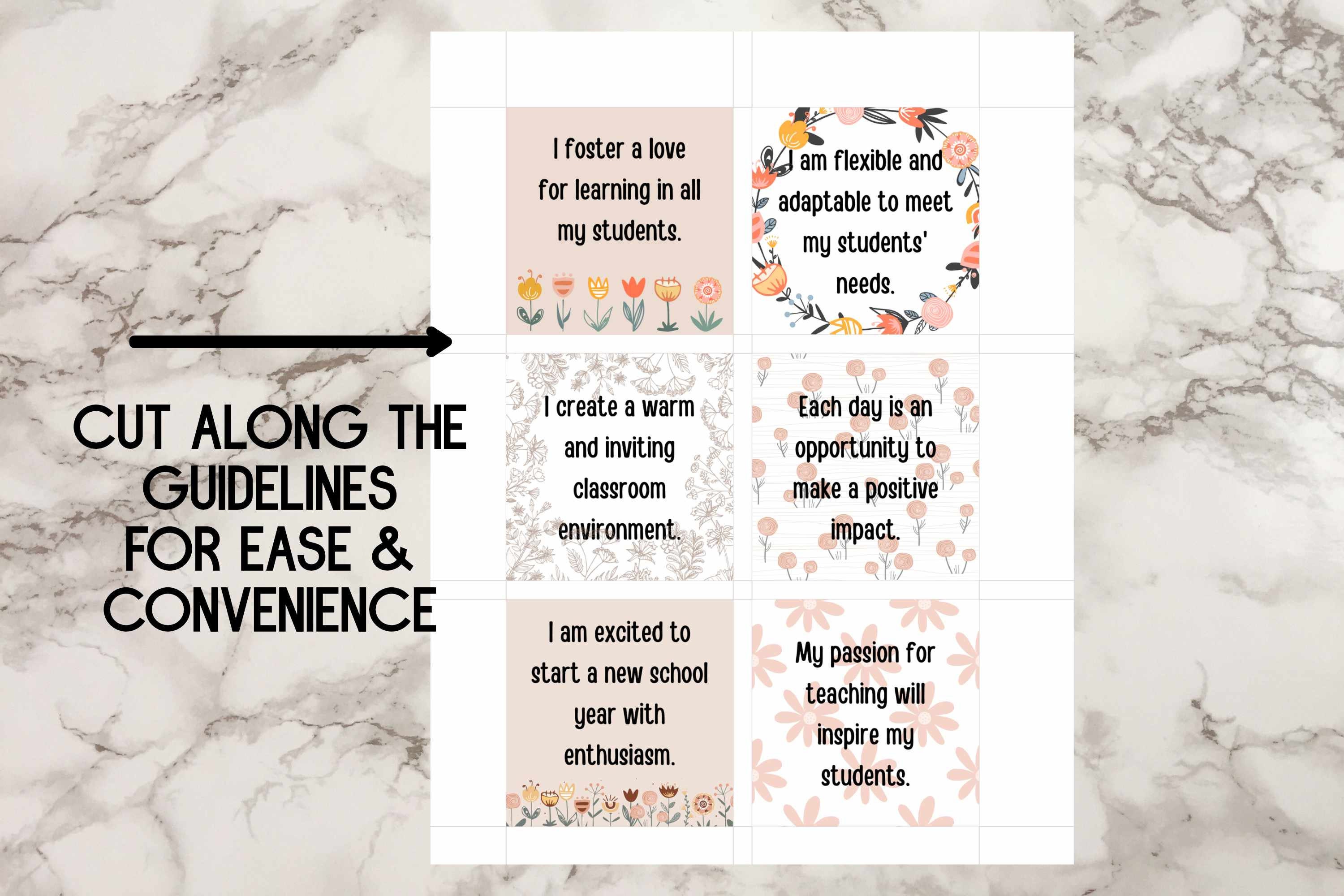30 Teacher Positive Encouraging Affirmation Cards 3 Inch Square ...