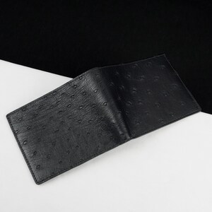 Black Red Leather Bifold Wallet, Double Sided Genuine Ostrich Wallet ...