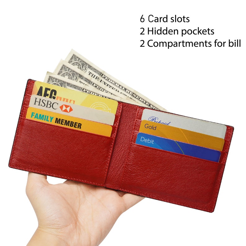 Black Red Leather Bifold Wallet Double Sided Genuine Ostrich - Etsy