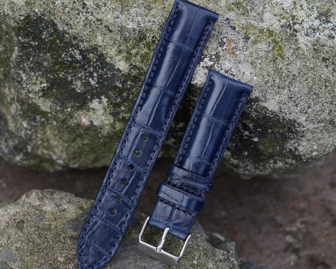 Custom Navy Blue Leather Watch Band 16mm 18mm 19mm 20mm 21mm - Etsy ...