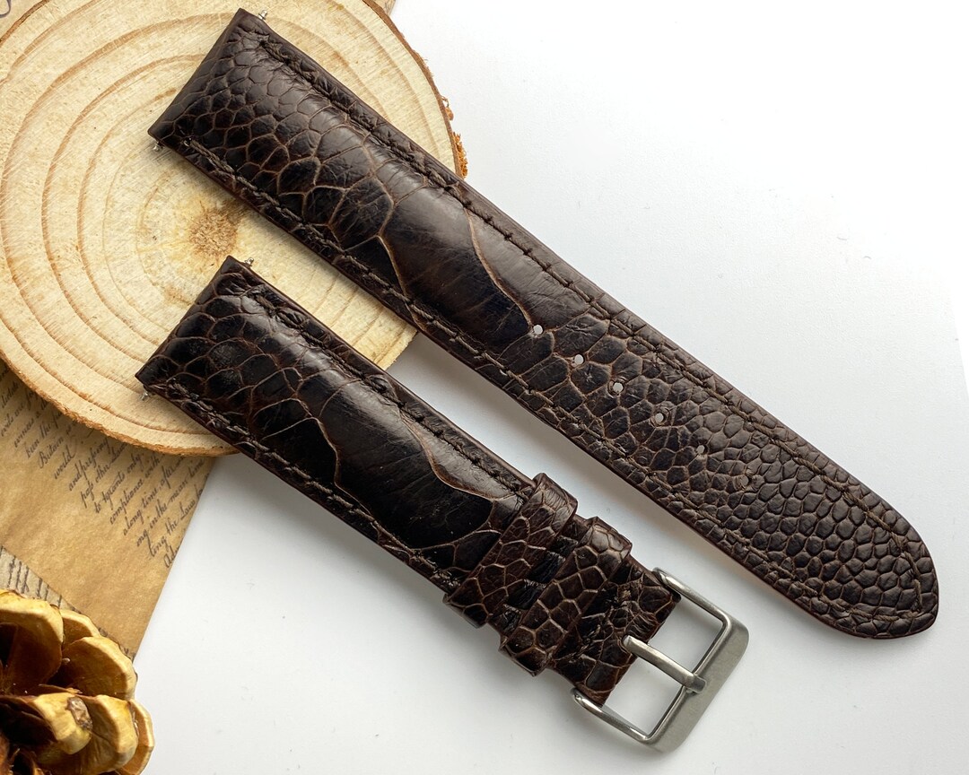 Leather Watch Strap 22mm, Genuine Ostrich Leather Watch Band ...