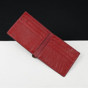Black Red Leather Bifold Wallet, Double Sided Genuine Ostrich Wallet ...