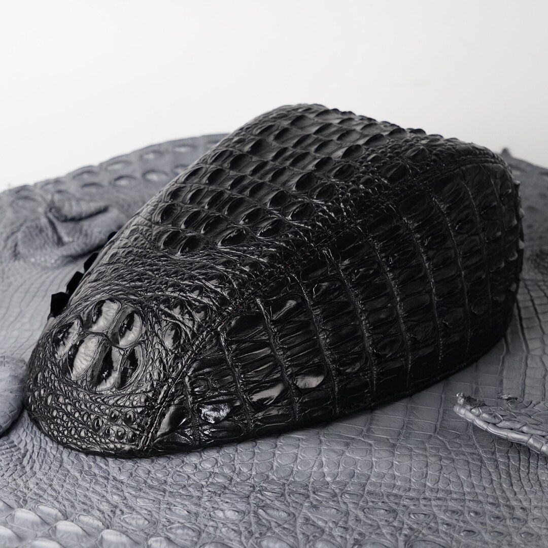 Black Leather Flat Caps Peaked Hat, Handmade Unique Hat Fashionable ...