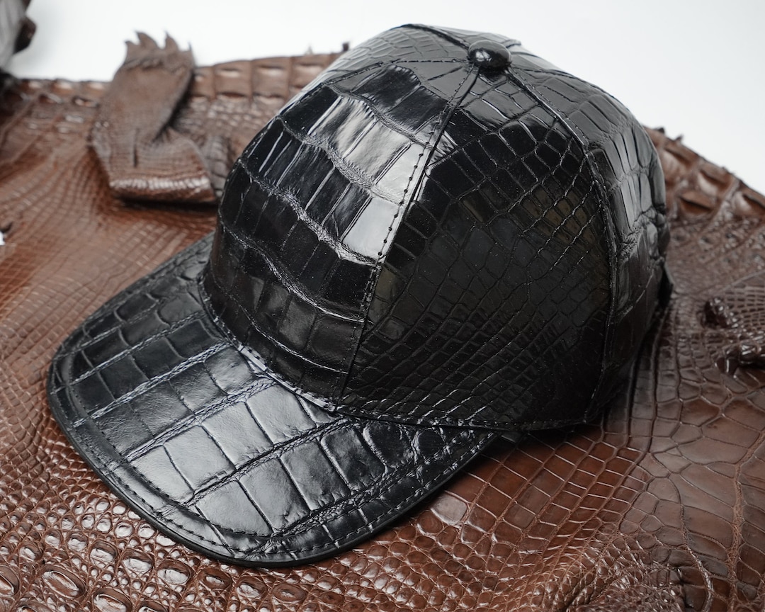 Black Leather Baseball Cap, Adjustable Leather Cap, Mens Sports Hat ...