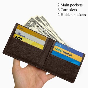Brown Double Sided Ostrich Leather Bifold Wallet for Men, Custom Mens ...