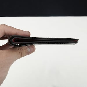 Black Red Leather Bifold Wallet, Double Sided Genuine Ostrich Wallet ...