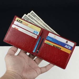 Black Red Leather Bifold Wallet, Double Sided Genuine Ostrich Wallet ...