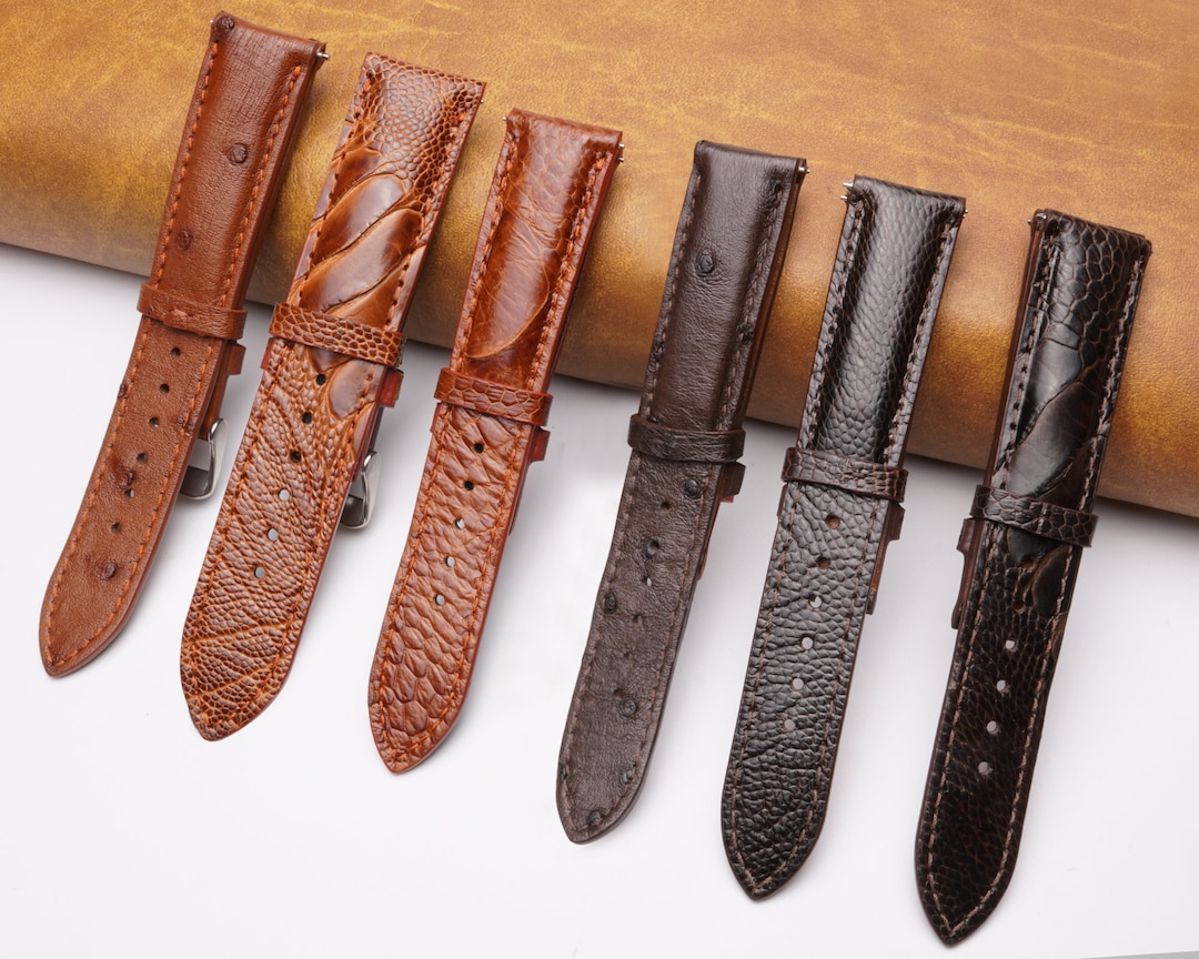 Brown Watch Strap, Sostrich Leather Watch Band 18mm 20mm 22mm, Custom ...