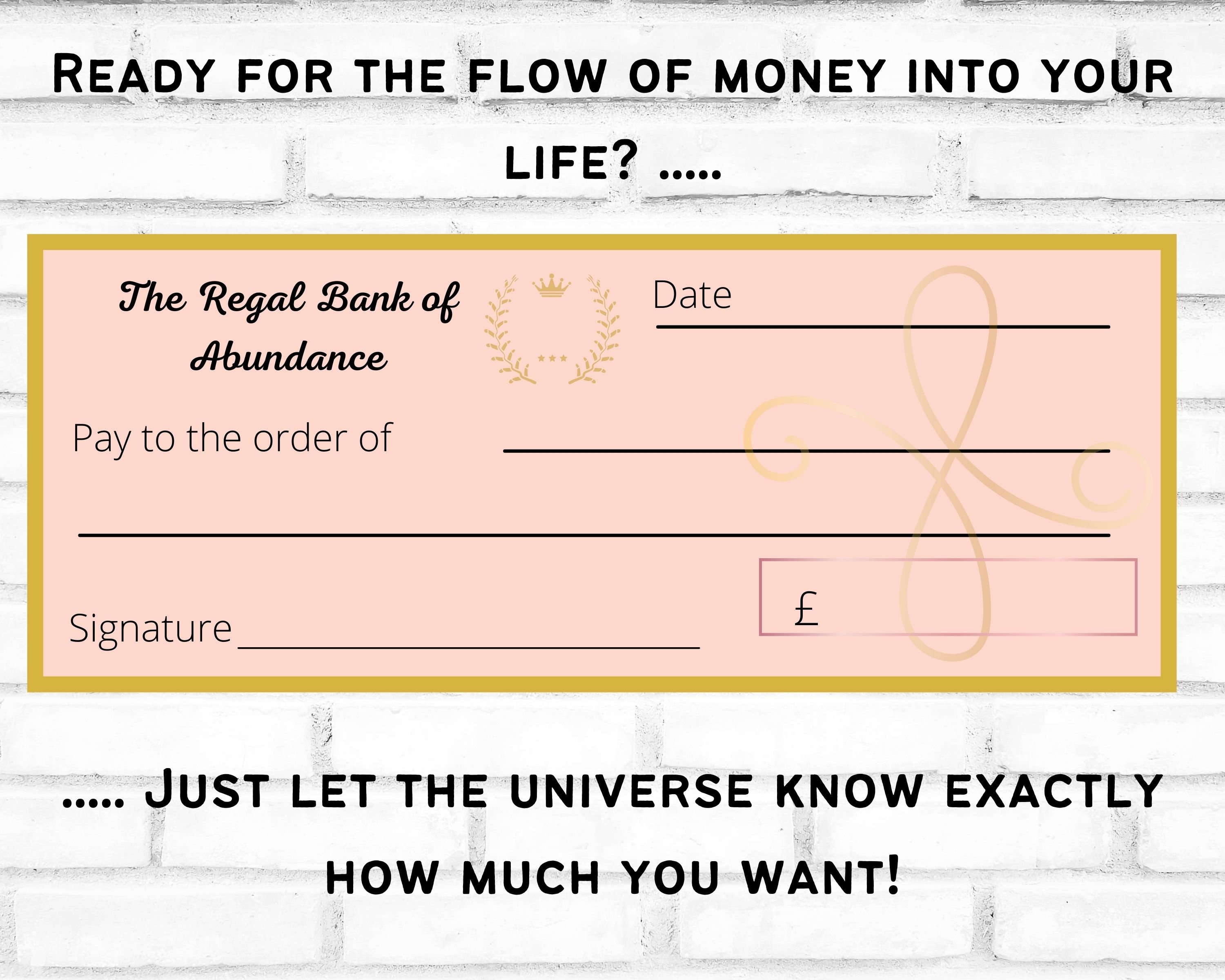 Manifestation Abundance Wealth Check Cheques Blank Law of Attraction ...