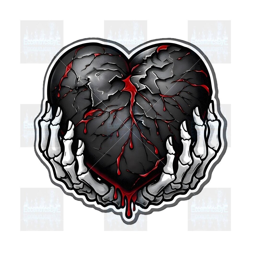 Bleeding Broken Heart PNG: Skeleton Hands Graphic (digital Download) - Etsy