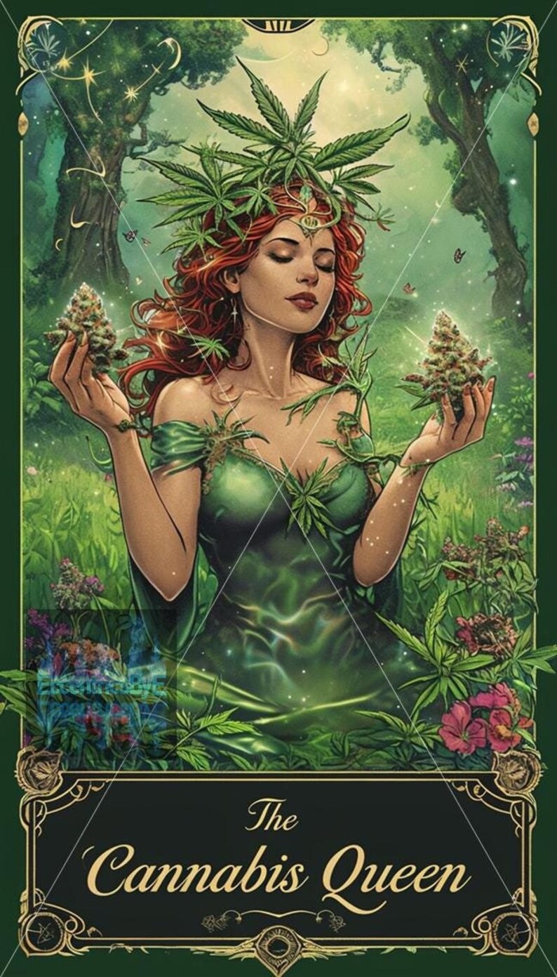 The Cannabis Queen Tarot Design, Png File. Watermark Will Not Be in ...