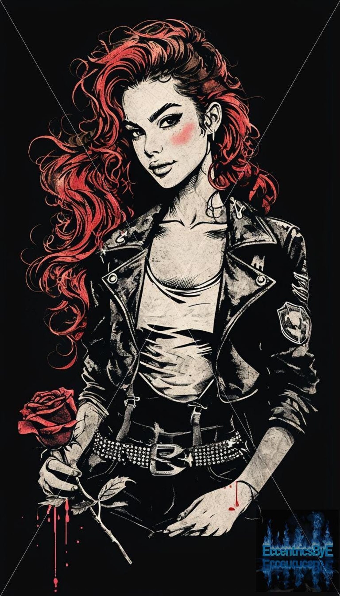 Set of 4 Vintage Punk Girl Art Digital Download, PNG Files Printable ...