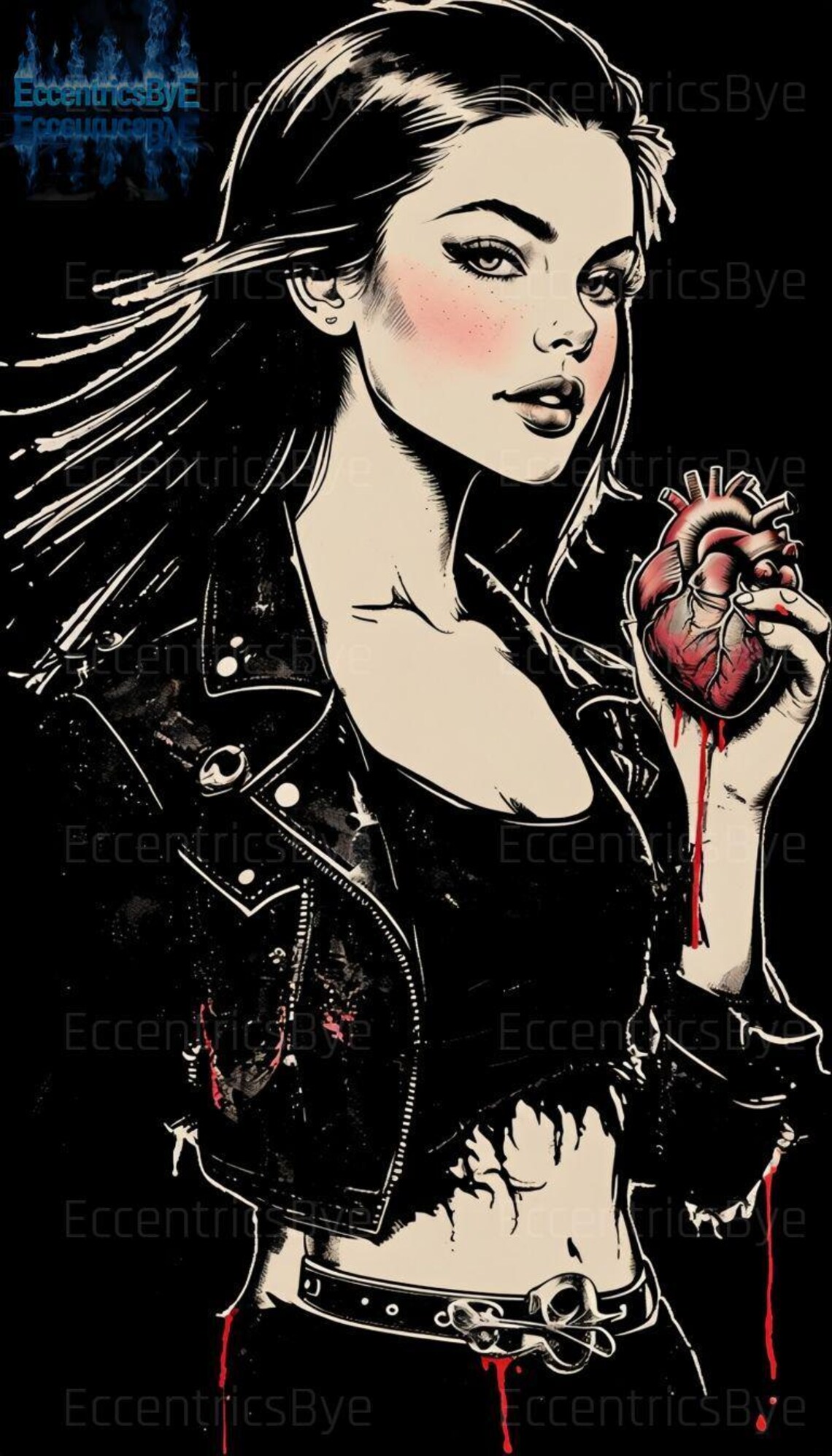 Set of 4 Vintage Punk Girl Art Digital Download, PNG Files Printable ...