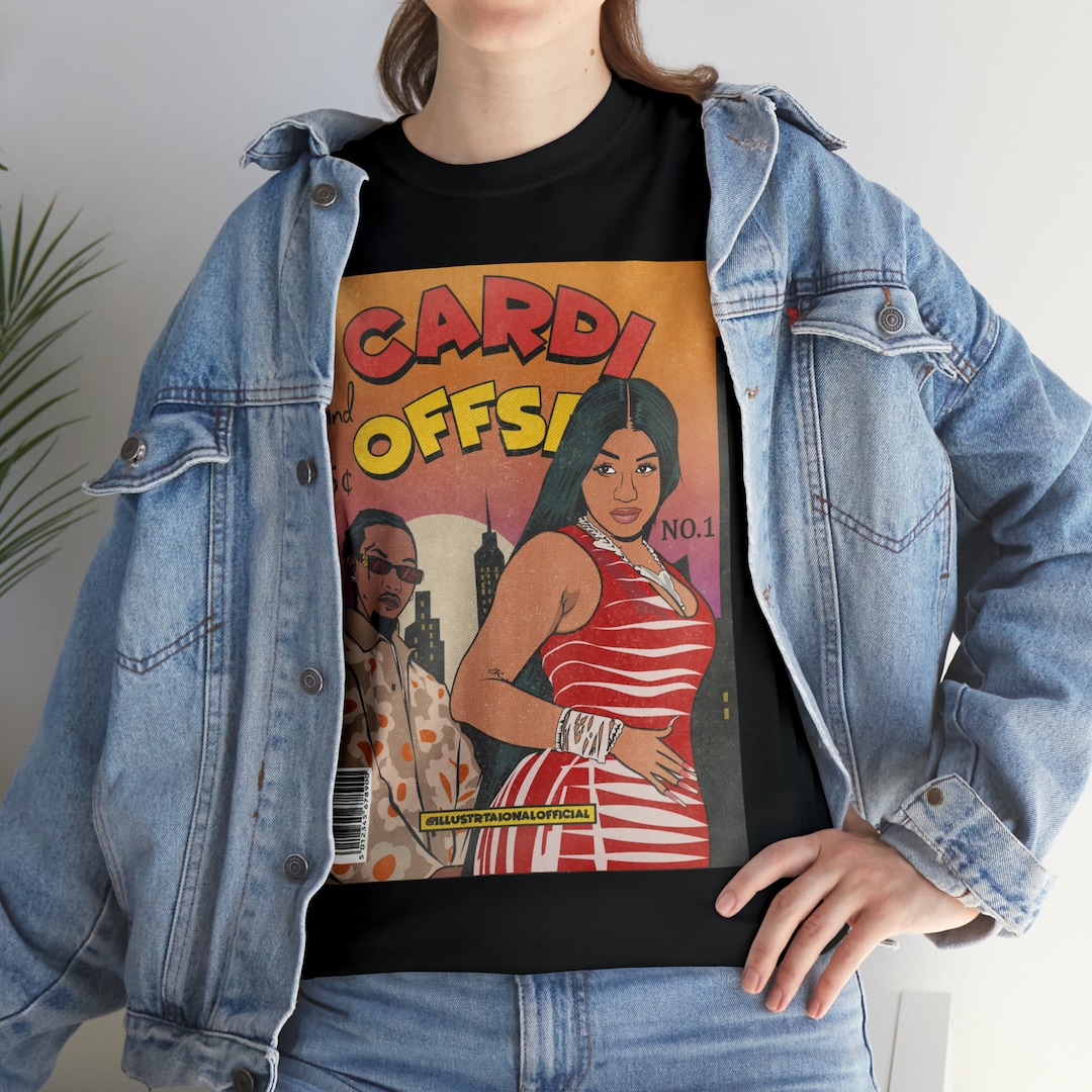 Cardi B and Offset Vintage Comic Art T Shirt Hip Hop Tees, Female ...