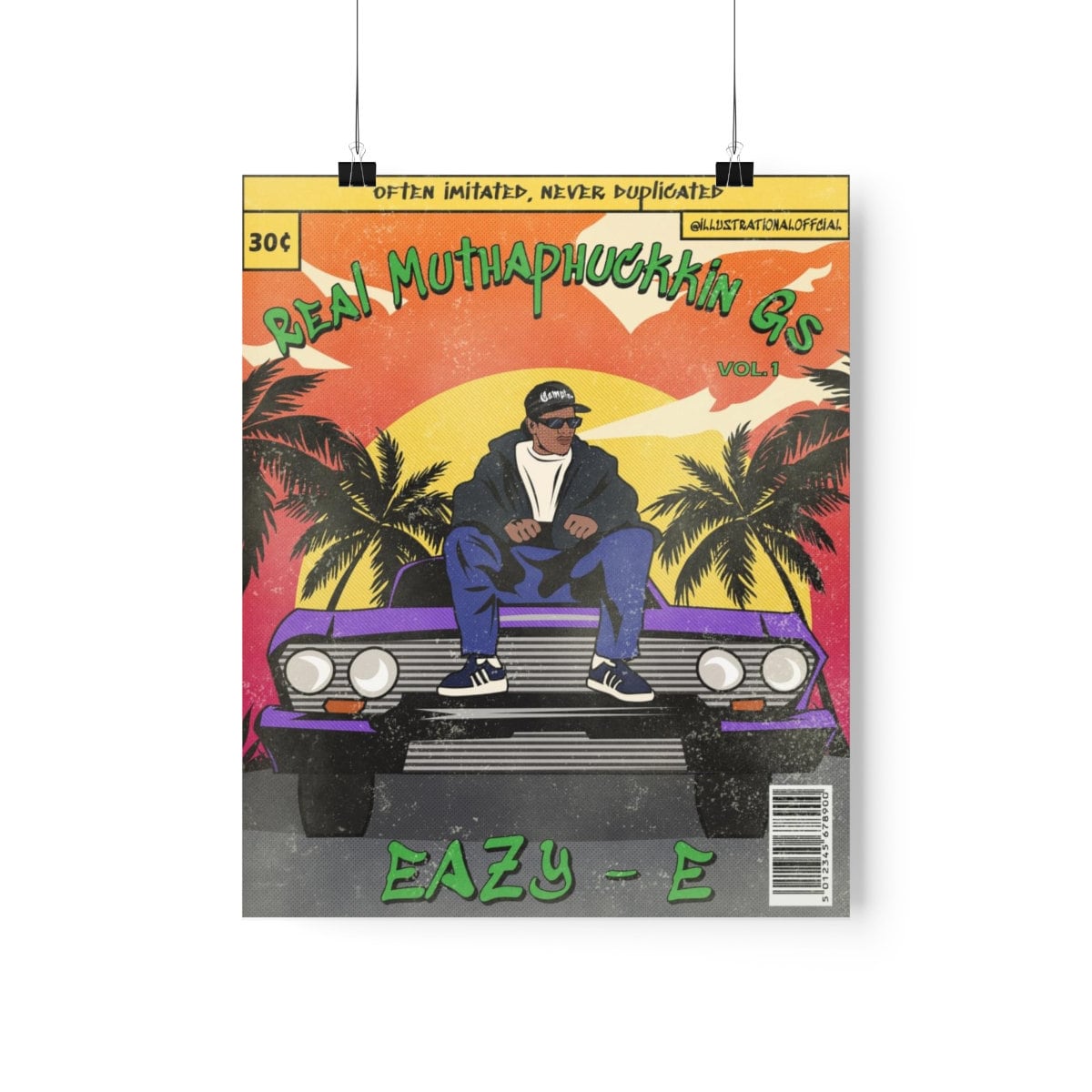 Eazy E Real Gs Comic Style Illustration Art 90s Rappers Poster Nwa , Eastcoast Rapper Premium ...
