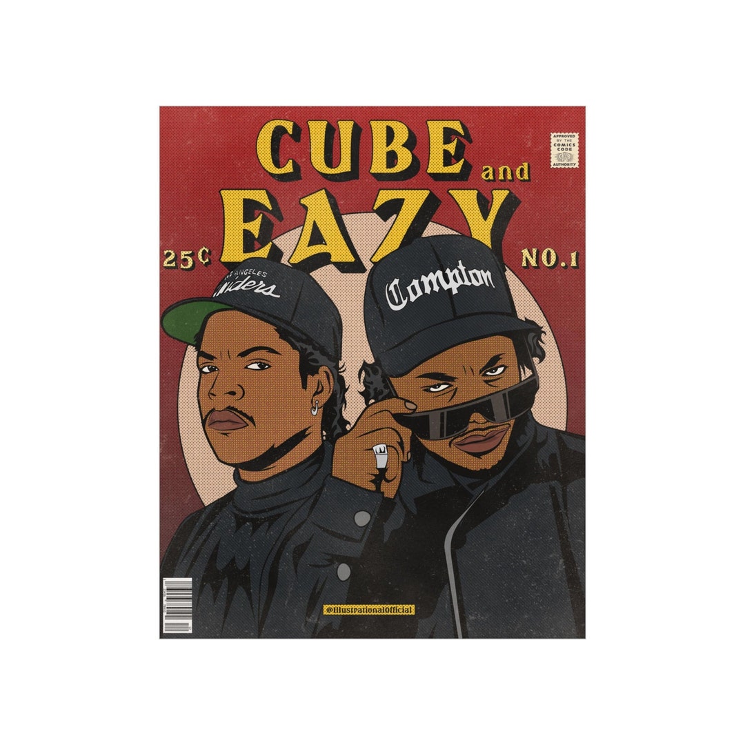 Eazy E and Ice Cube Comic Style Illustration Art 90s Rappers Poster Nwa ...