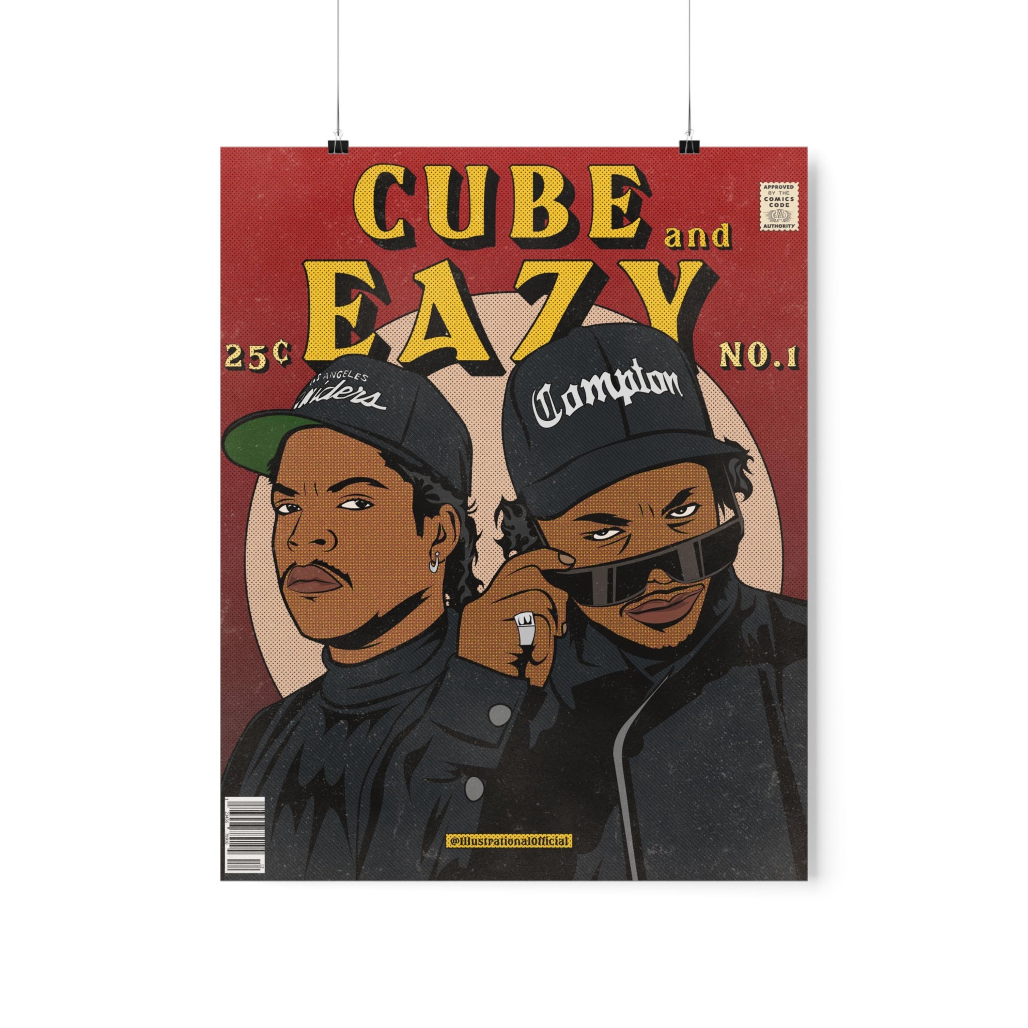Eazy E and Ice Cube Comic Style Illustration Art 90s Rappers Poster Nwa , Eastcoast , Westcoast ...