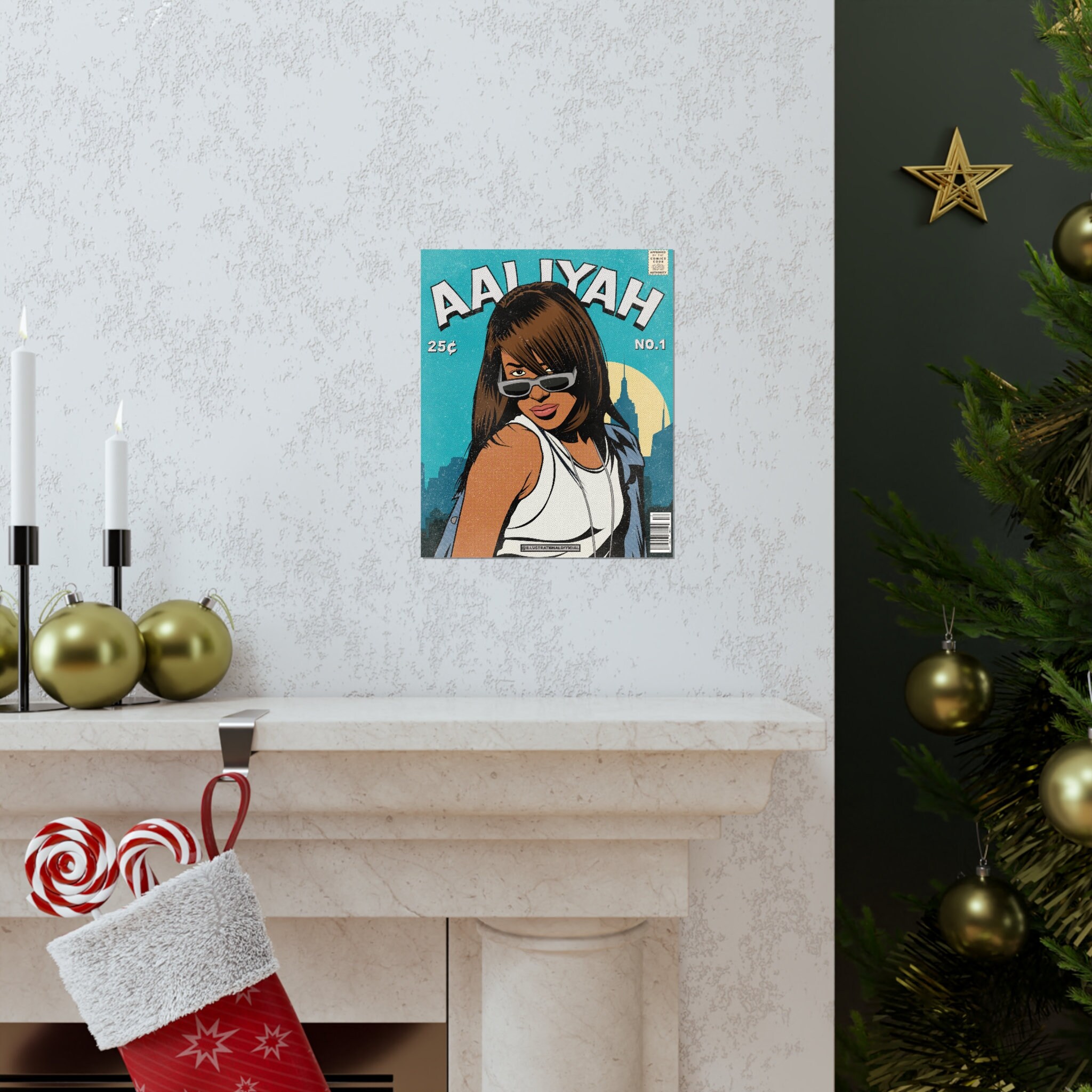 Aaliyah Comic Style Illustration Art Poster High Quality Art, 90s Pop ...