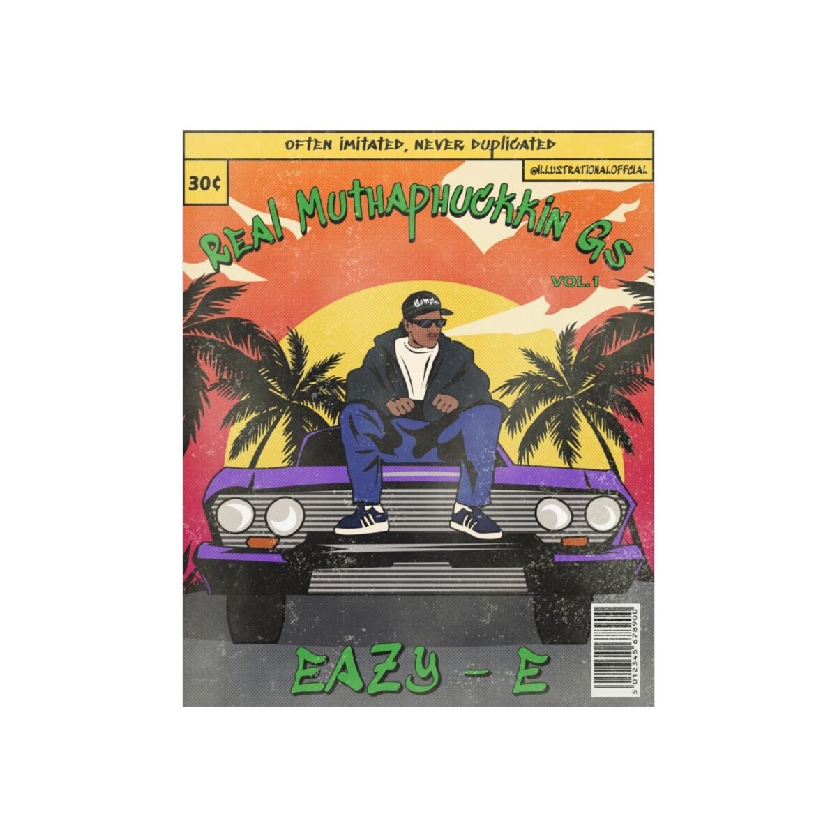 Eazy E Real Gs Comic Style Illustration Art 90s Rappers Poster Nwa ...