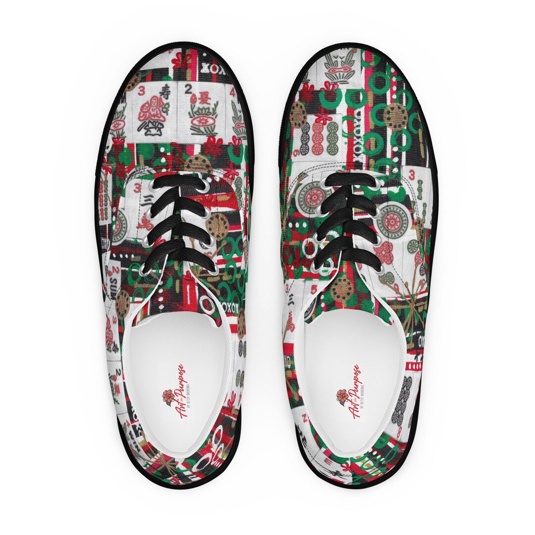 Celebrate Mahjong Women’s Lace-up Canvas Shoes - Etsy