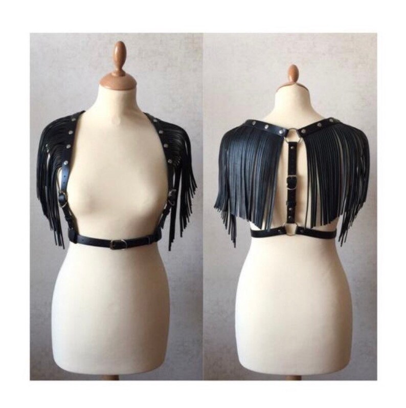 Leather Harness fringe Wings 2 in 1 Strap,belt,woman,black,straps ...