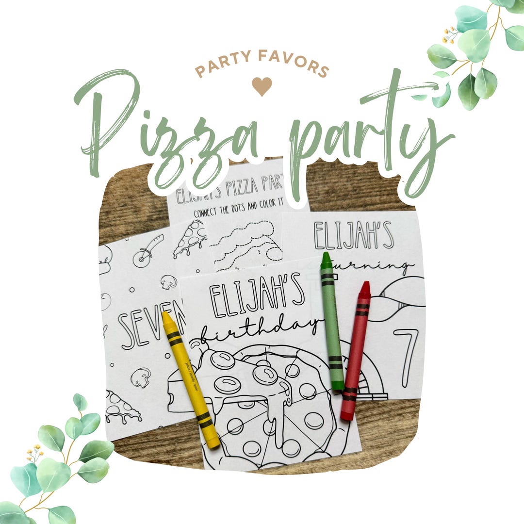 Pizza Party Coloring Party Favors | Pizza Party Favors | Pizza Coloring ...