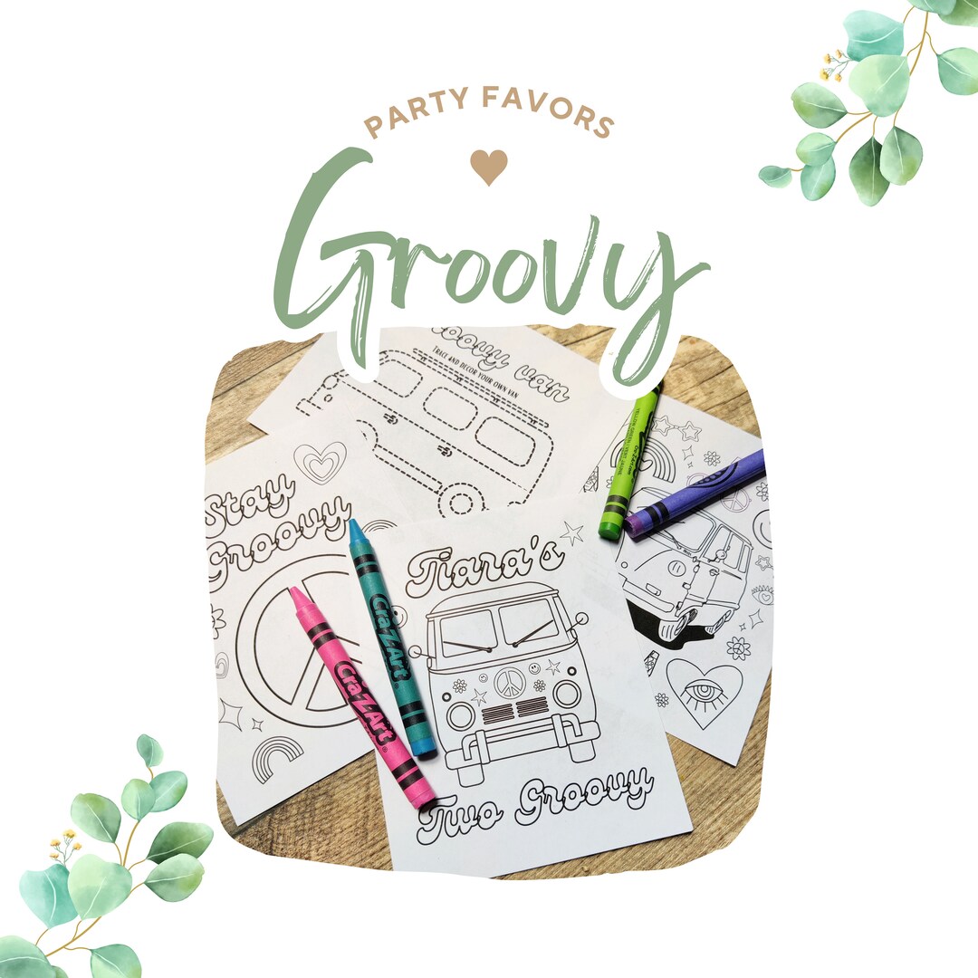 Groovy Coloring Pages Party Favors: Kids Activity Sheets - Etsy