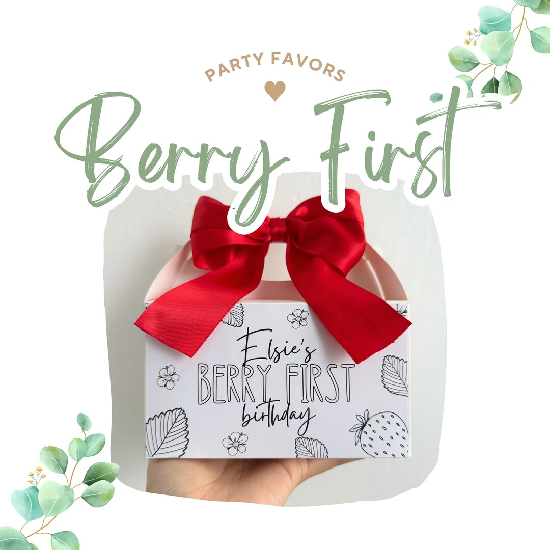 Strawberry Berry First Coloring Gable Box Party Favors | Berry First ...