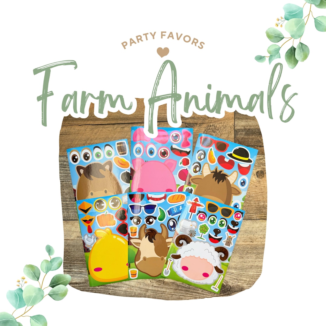 Make Your Own Farm Animals Sticker Sheet Party Favors | Farm Animals ...
