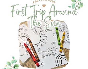 First Trip Around the Sun Coloring Pages | Birthday Party Favors (PDF ...
