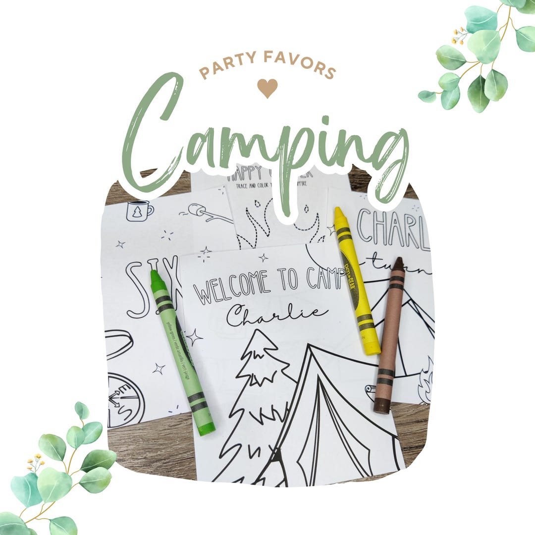Camping Camp Coloring Party Favors | Camping Coloring Sheets Party ...