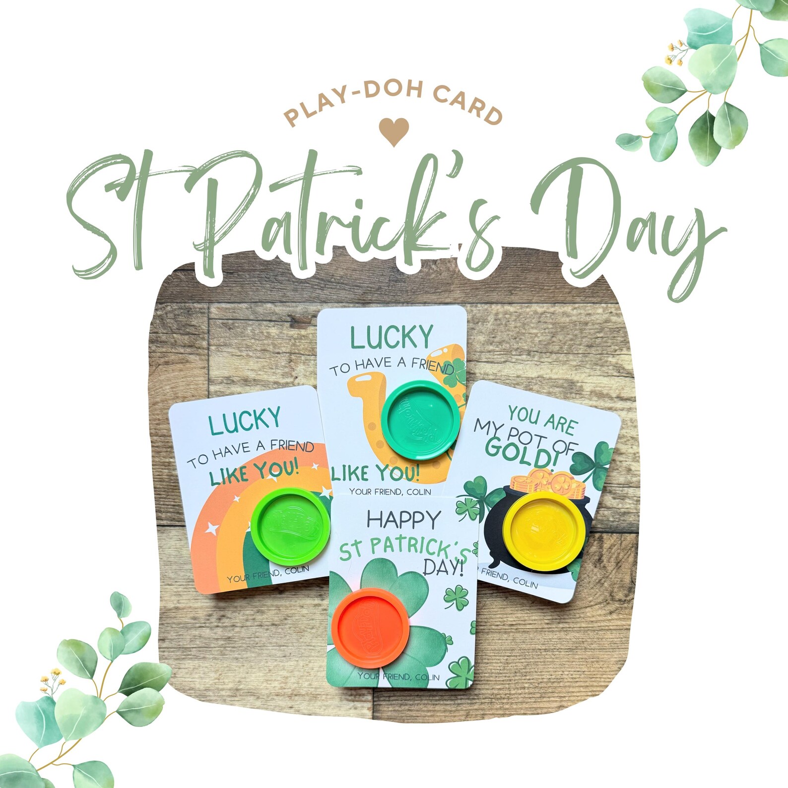 St Patrick's Day Playdough Party Favors: Personalized Card - Etsy