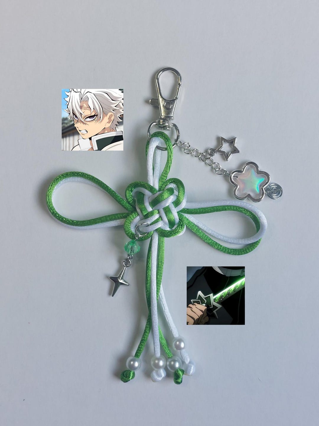 Demon Slayer Sanemi Shinazugawa Keychain - Handmade Korean/chinese Knot ...